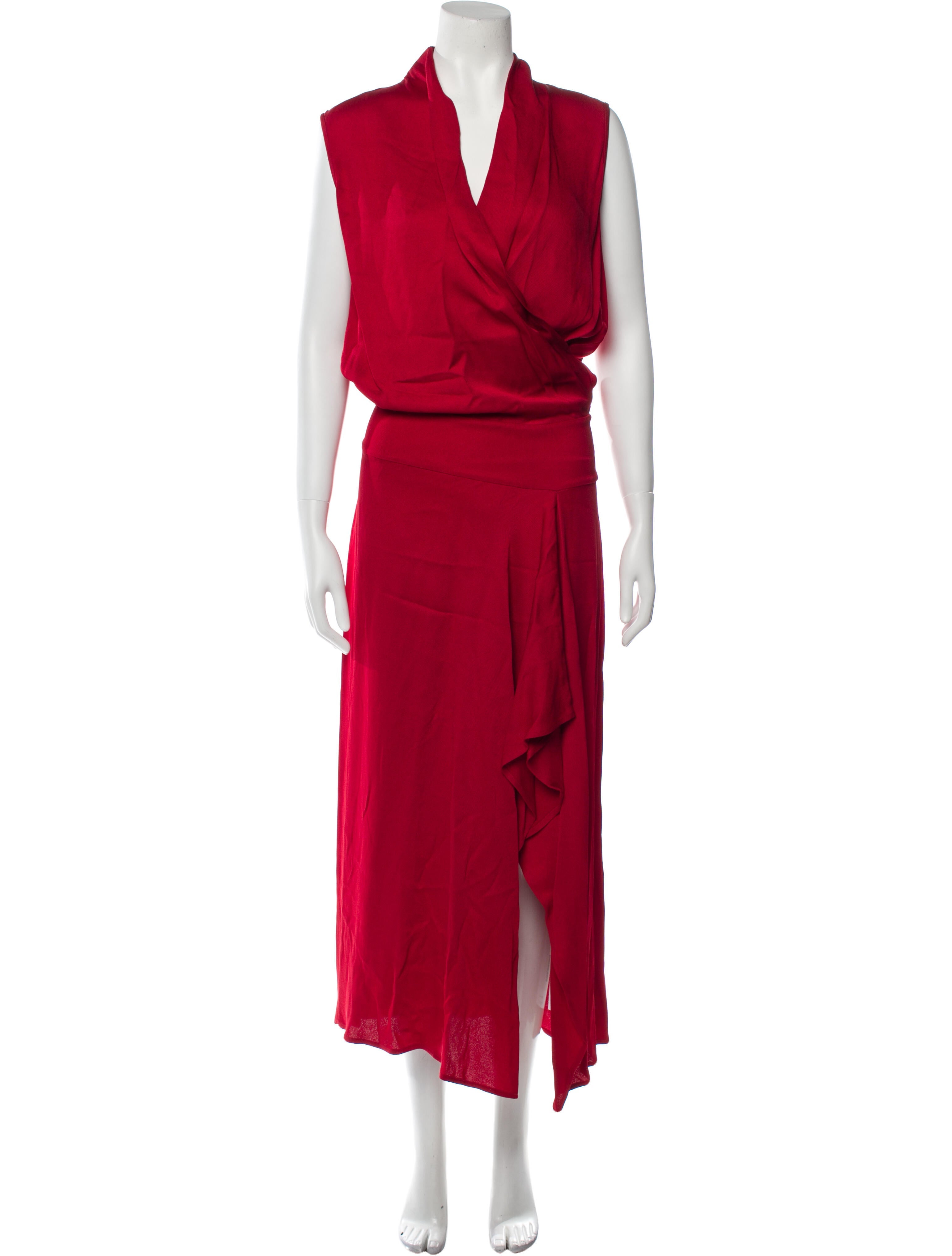 Zero + Maria Cornejo Cowl Neck Long Dress - Red Dresses, Clothing ...