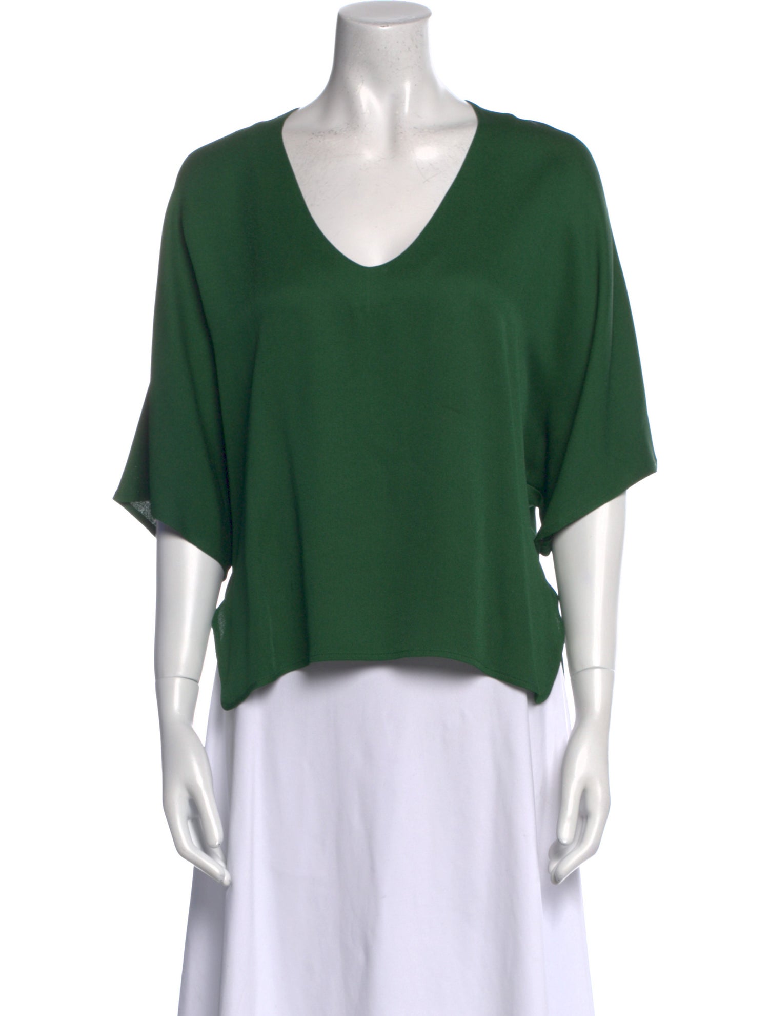 Zero + Maria Cornejo V-Neck Three-Quarter Sleeve T-Shirt - Green Tops ...