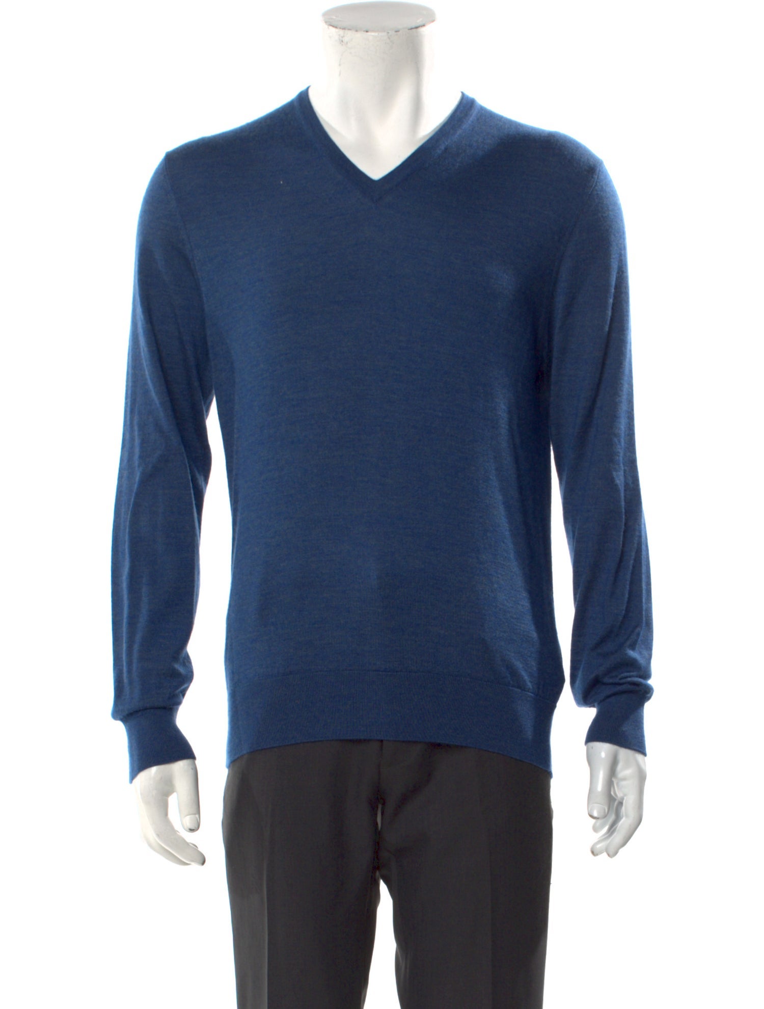 Ermenegildo Zegna Cashmere V-Neck Pullover - Blue Sweaters, Clothing ...
