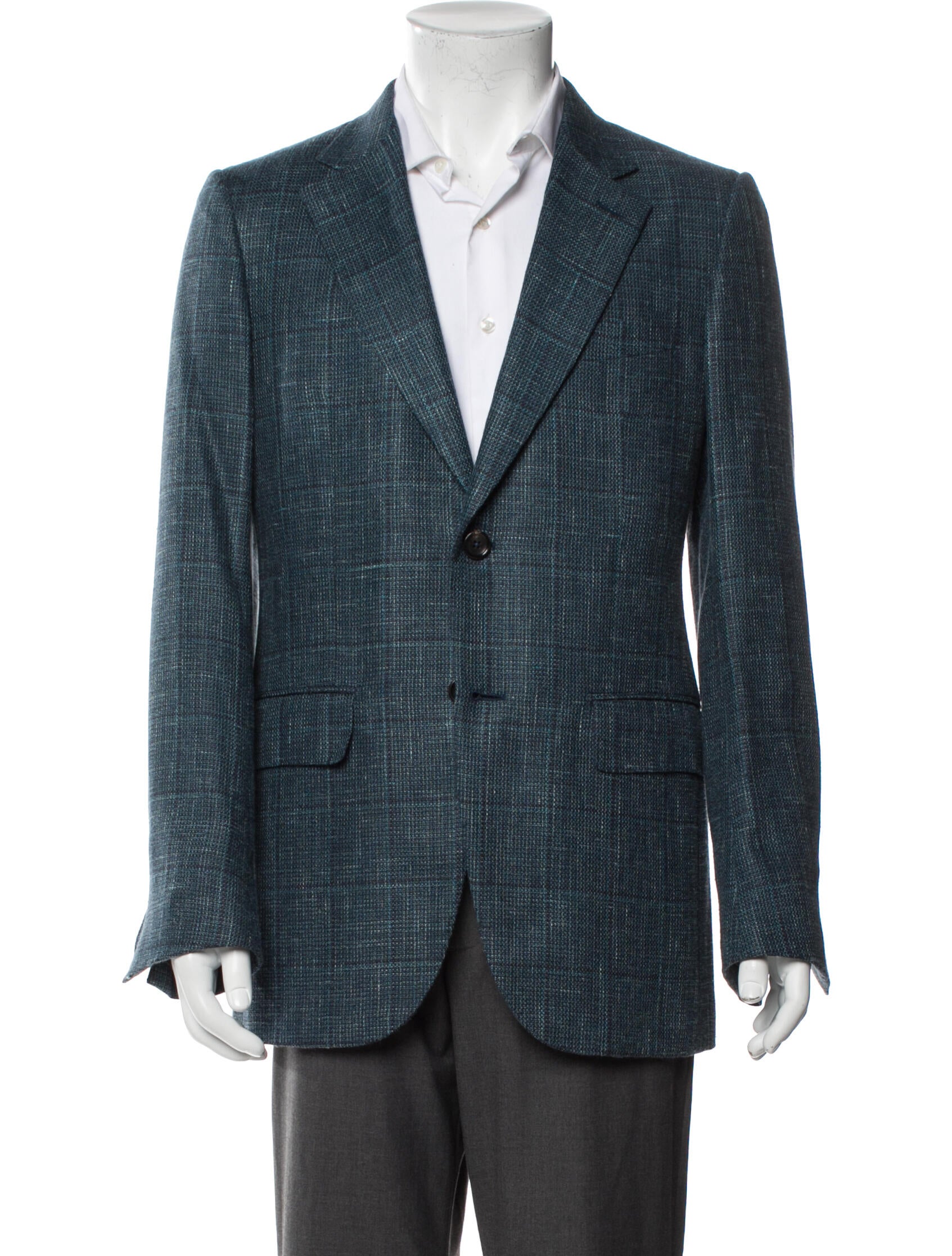 Ermenegildo Zegna Couture Tweed Pattern Blazer - Blue Suiting, Clothing ...