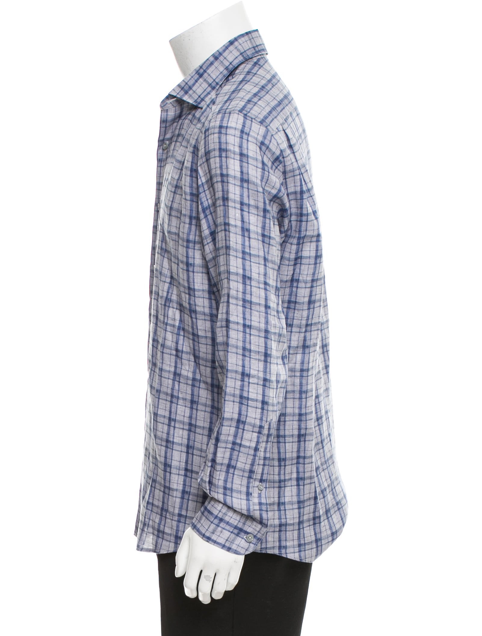 Ermenegildo Zegna Window Pane Shirt - Blue Casual Shirts, Clothing ...