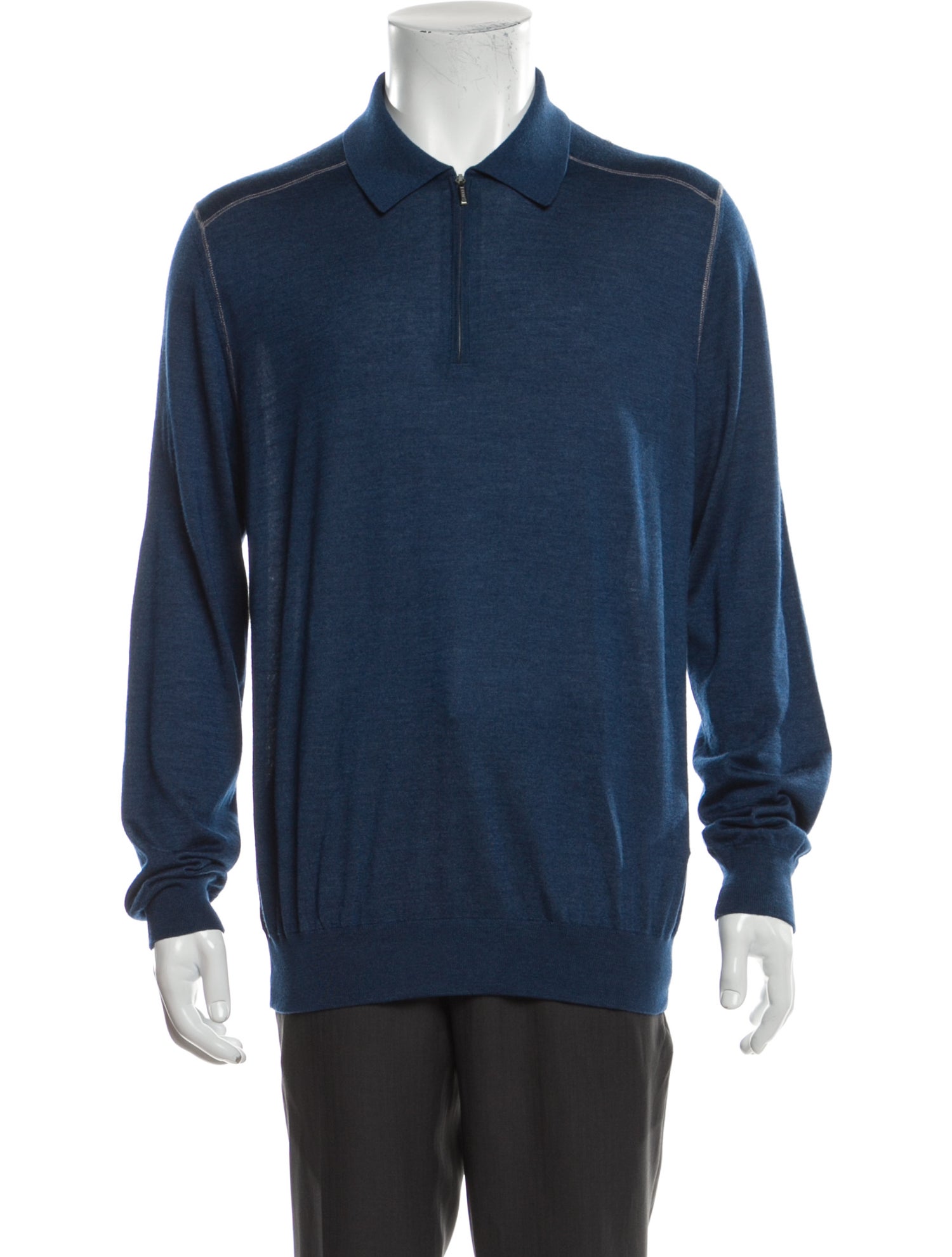 Zilli Cashmere Collar Polo Sweater - Blue Sweaters, Clothing - ZIL22008 ...