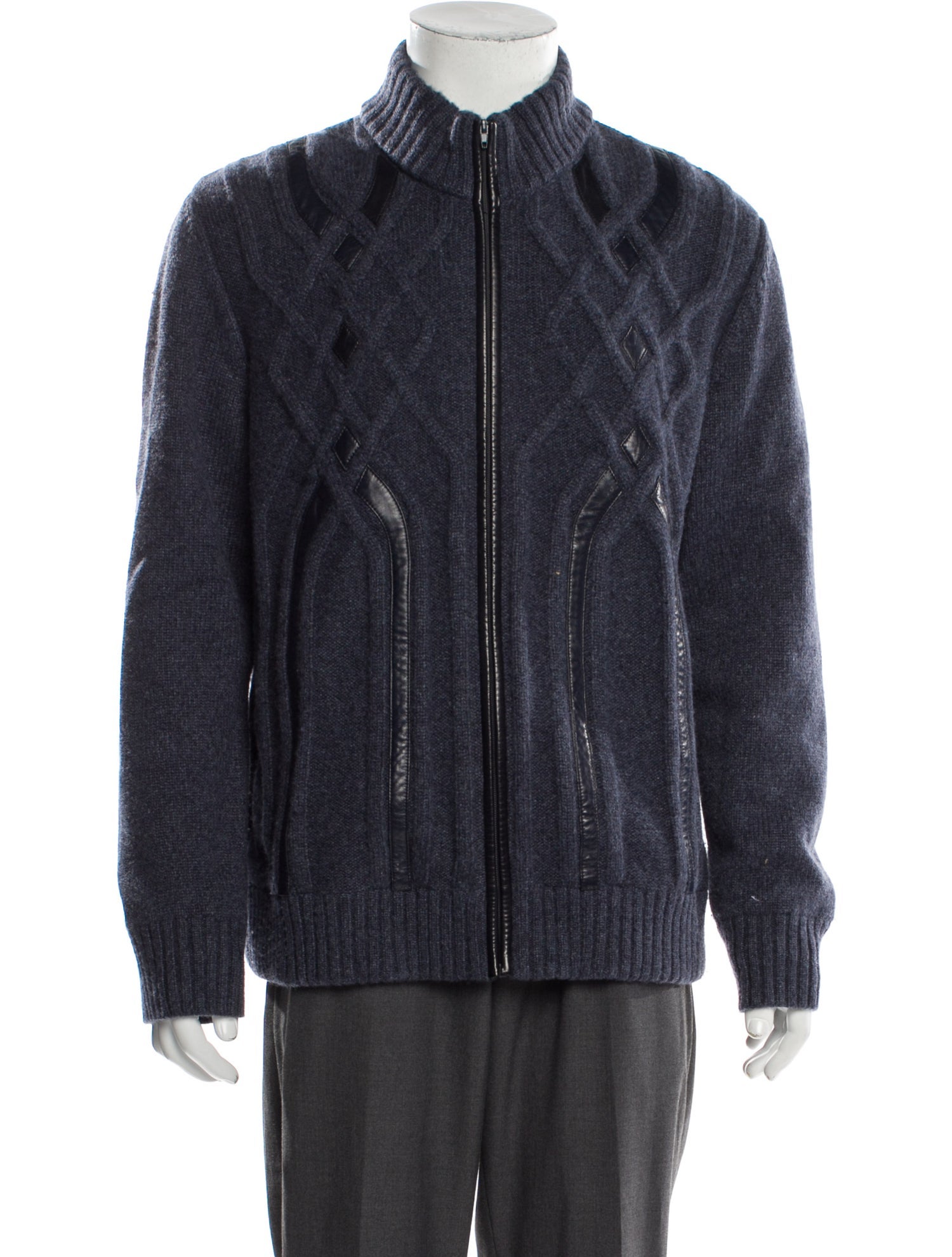 Zilli Cashmere Mock Neck Cardigan - Blue Sweaters, Clothing - ZIL22208 ...