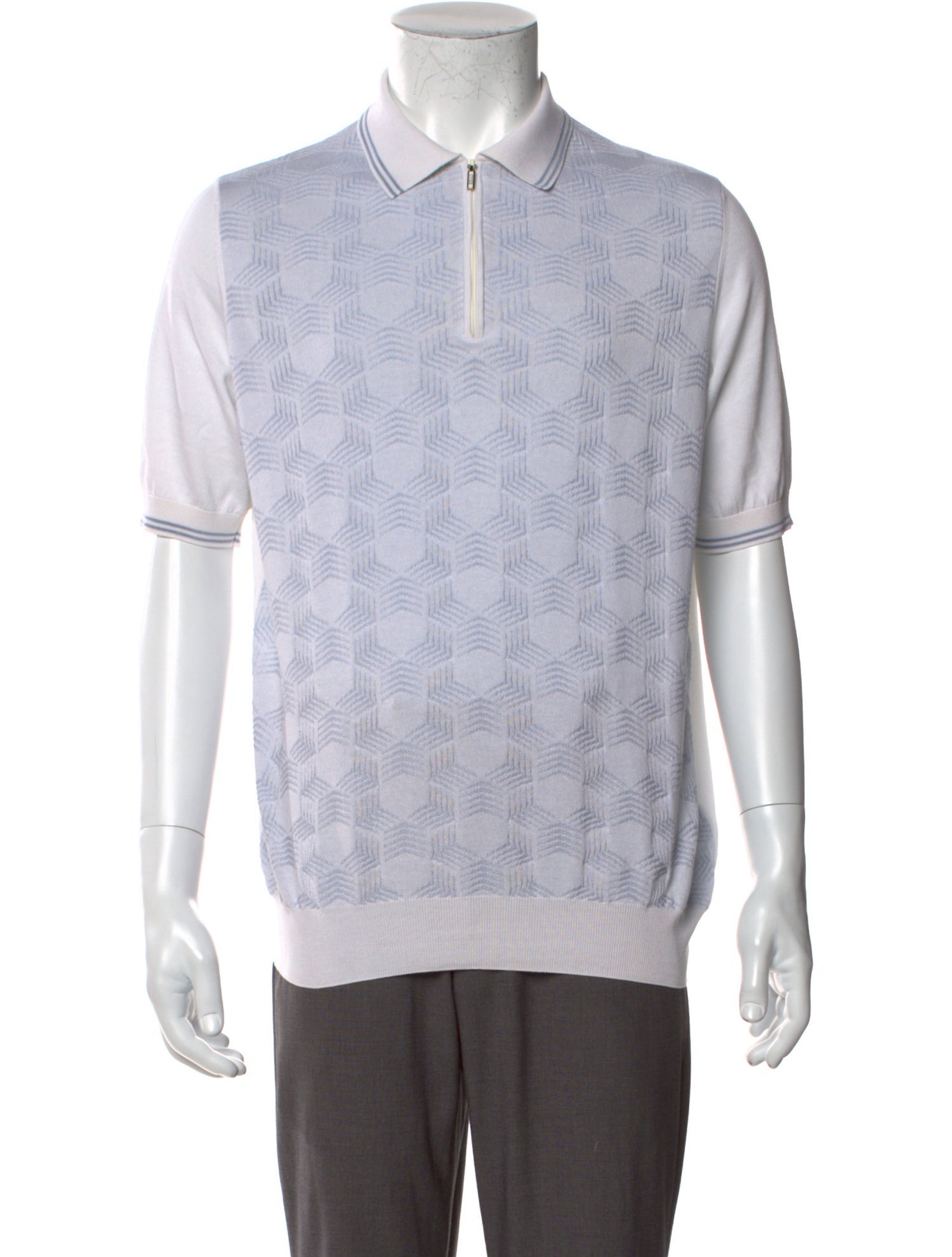 Zilli Silk Mock Neck Polo Sweater - Blue Sweaters, Clothing - ZIL22498 ...