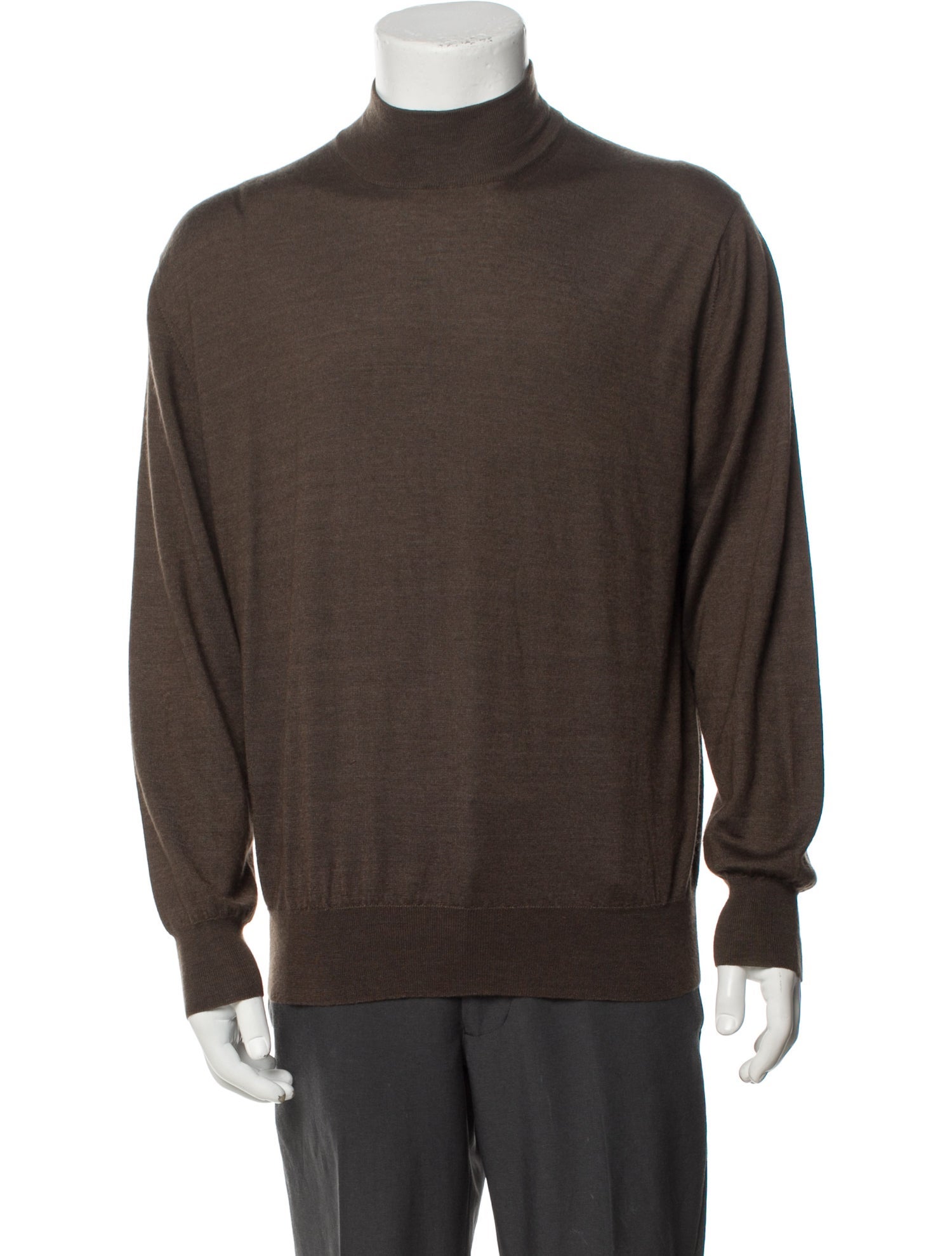 Zilli Turtleneck Long Sleeve Pullover - Brown Sweaters, Clothing ...
