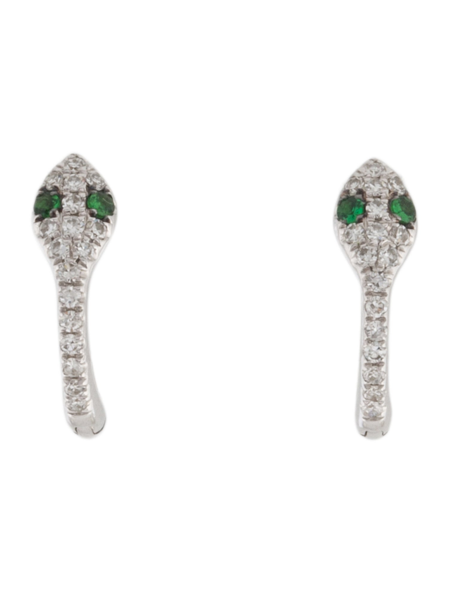 Zoe Lev 14K Diamond & Tsavorite Garnet Snake Huggie Earrings - Rhodium ...