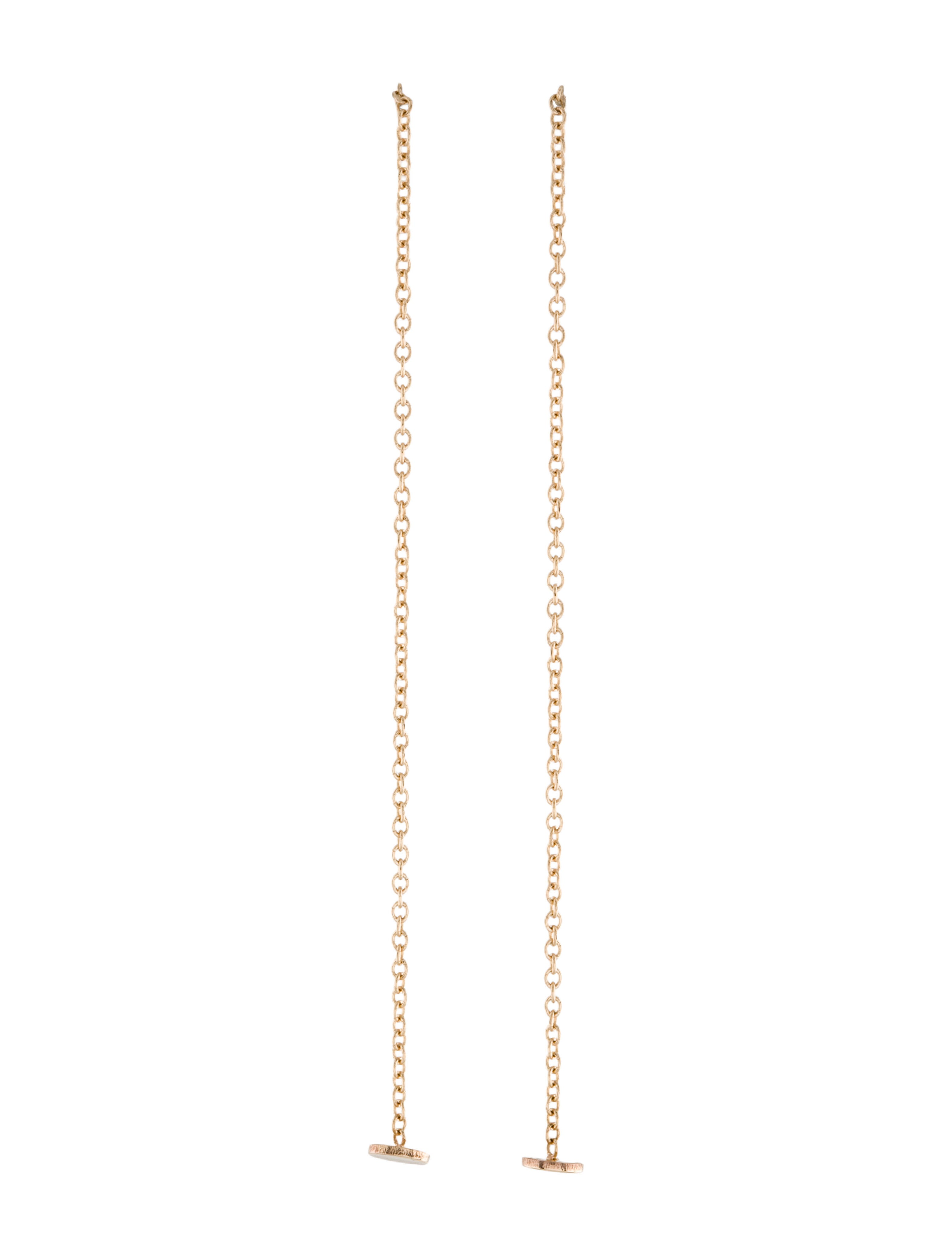 Zoë Chicco 14K Itty Bitty Disc Threader Earrings - 14K Yellow Gold Drop ...