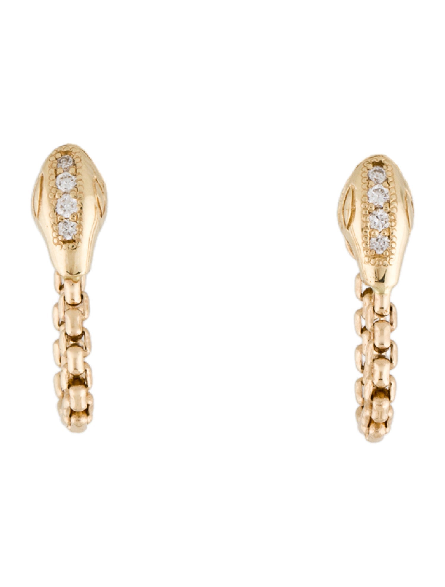 Zoë Chicco 14K Diamond Snake Chain Earrings - 14K Yellow Gold Huggie ...