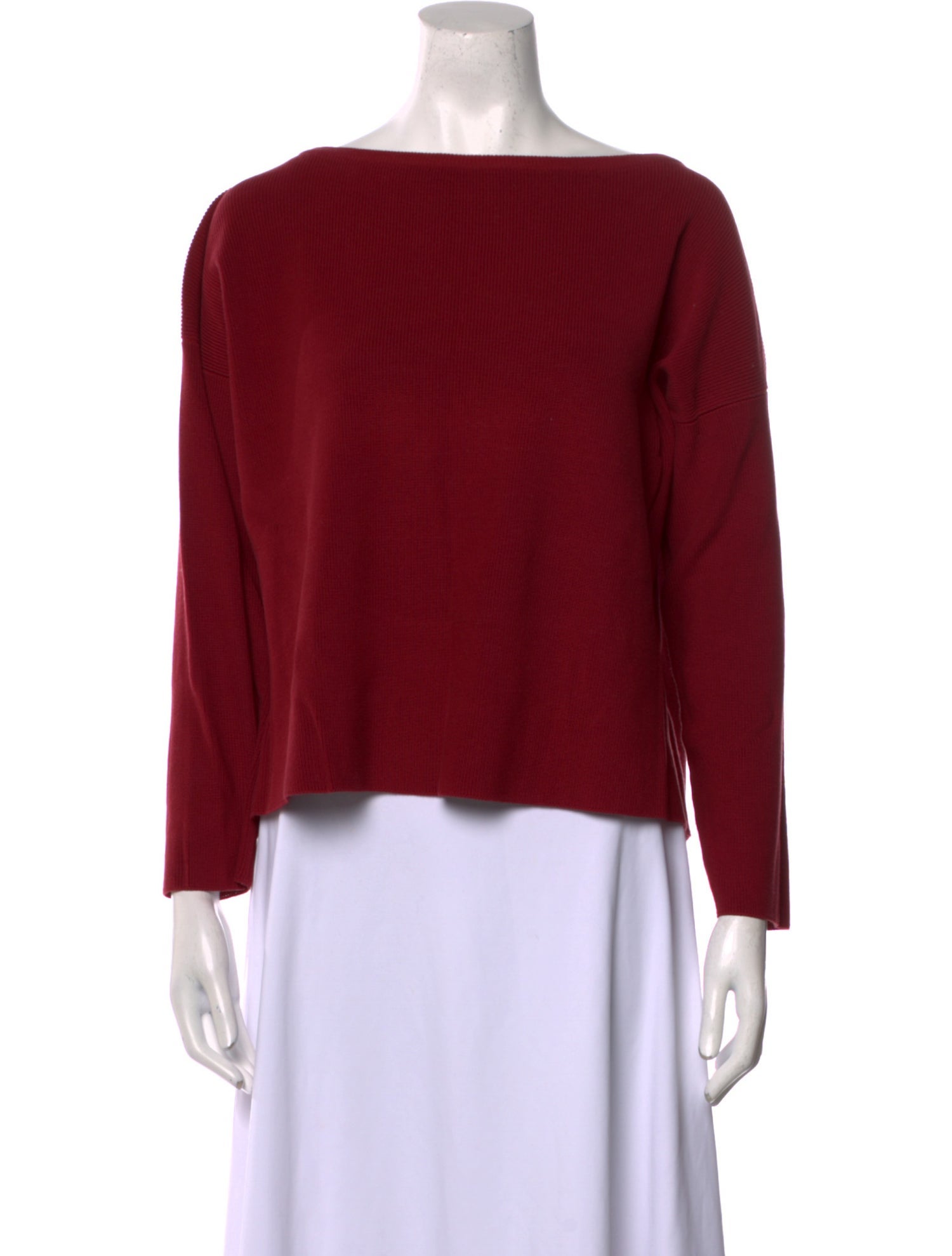 Zoran Bateau Neckline Sweater - Red Knitwear, Clothing - ZORAN22057 ...