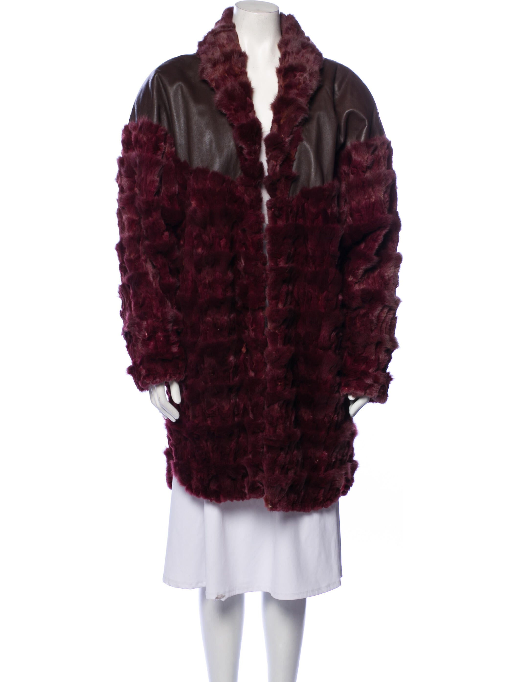 Zandra Rhodes Vintage 1980's Fur Coat - Burgundy Coats, Clothing ...