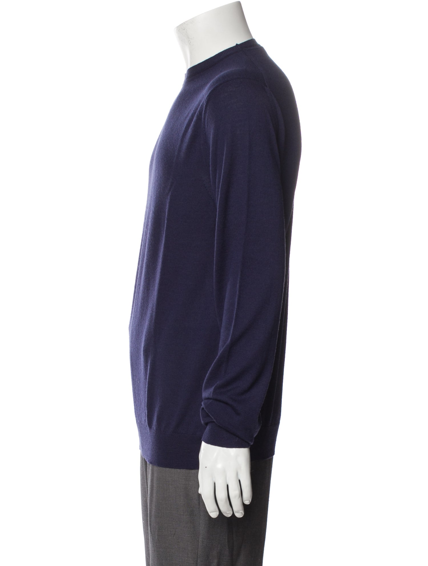 Ermenegildo Zegna Crew Neck Long Sleeve Pullover - Blue Sweaters ...